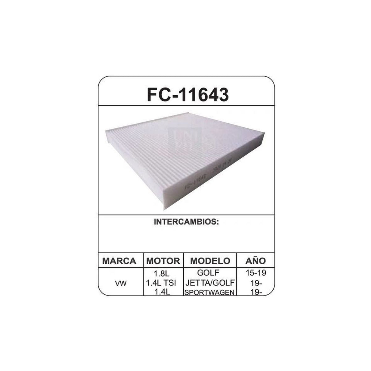 Filtro de Cabina UNIFIL FC-11643 – Mi Autoparte