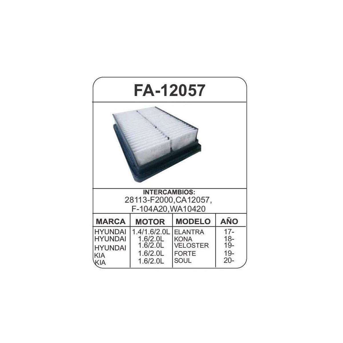 Filtro de Aire UNIFIL FA-12057 – Mi Autoparte